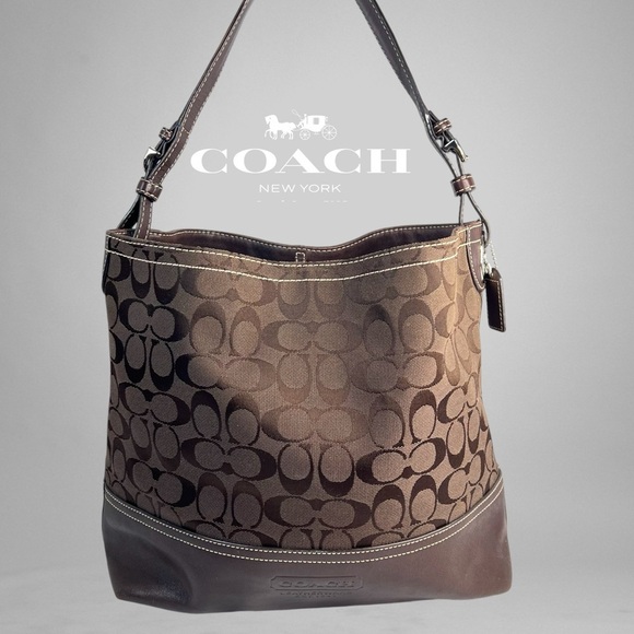 Coach | Bags | Coach Signature Cs Classic Monogrammed Bucket Brown Bag ...